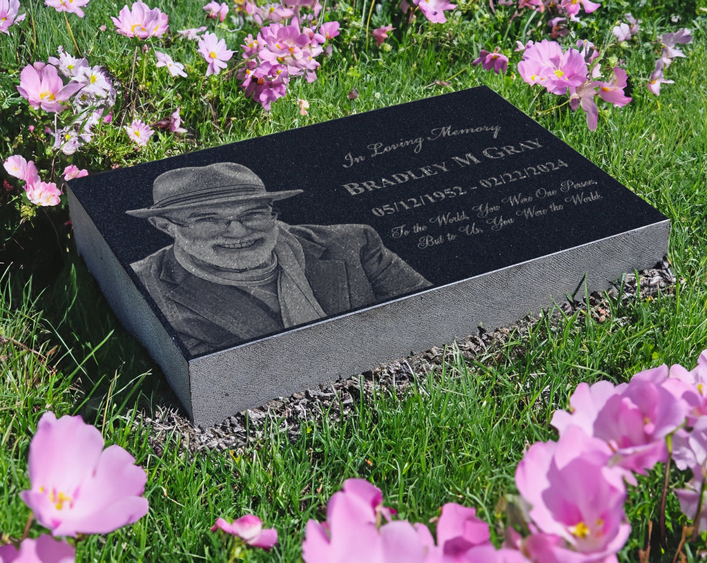 Custom Photo Laser Engraved Granite Headstone | Cemetery Grave Marker – Stocking Factory