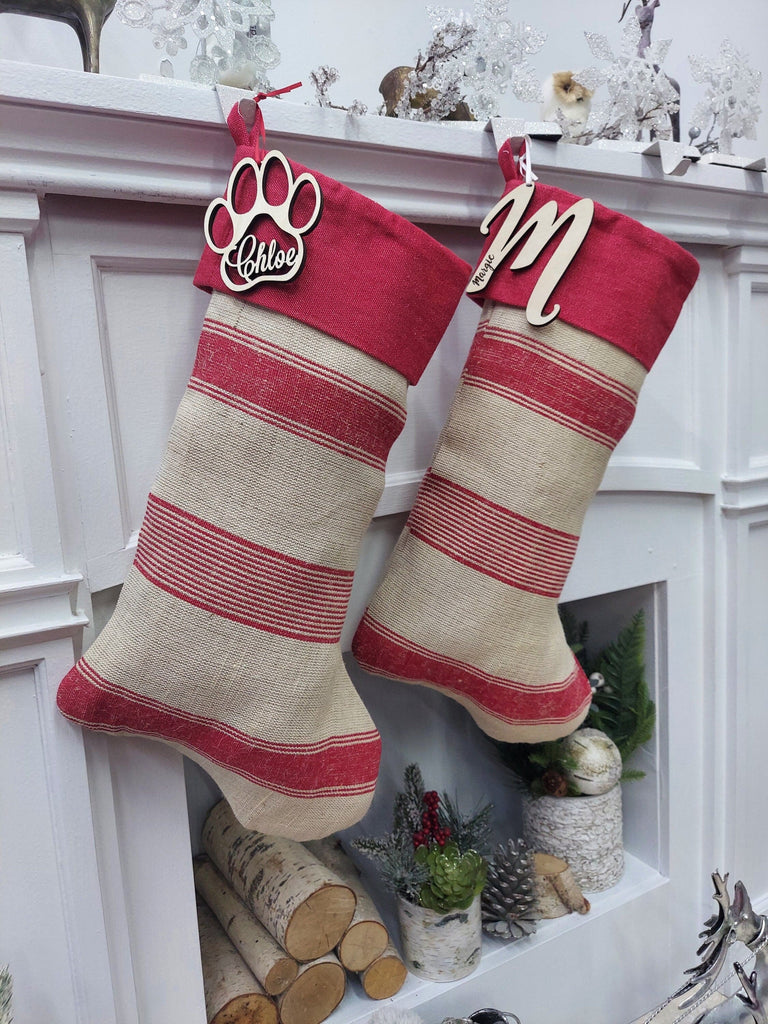 Banded Burlap Natural Fiber Christmas Stocking | Natural Burlap Jute F ...