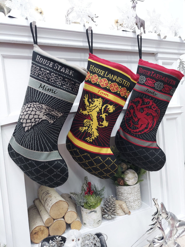 Game of Thrones Knit Holiday Stockings | House Stark Lannister Taegary ...