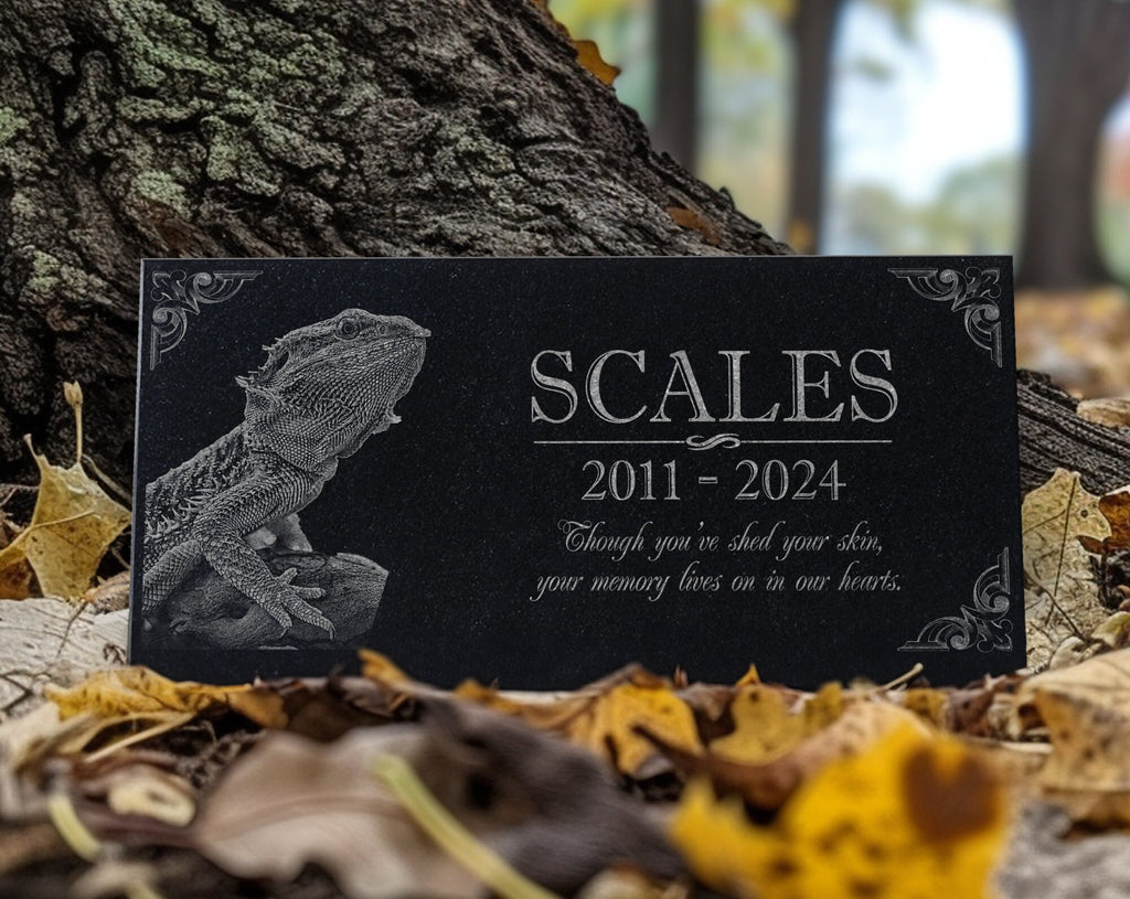 Custom Reptile Memorial Stone | Personalized Photo Engraving for Lizar ...