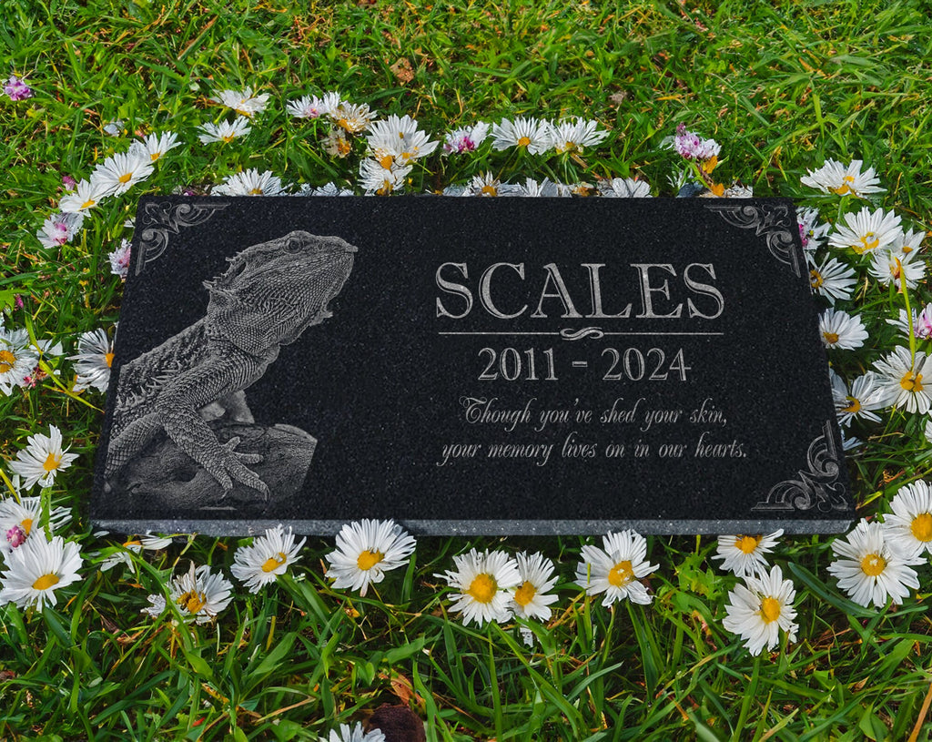Custom Reptile Memorial Stone | Personalized Photo Engraving for Lizar ...
