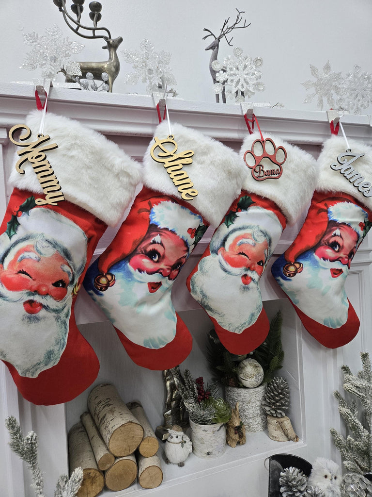 Vintage Santa Clause Christmas Stockings Personalized Embroidery or Na ...