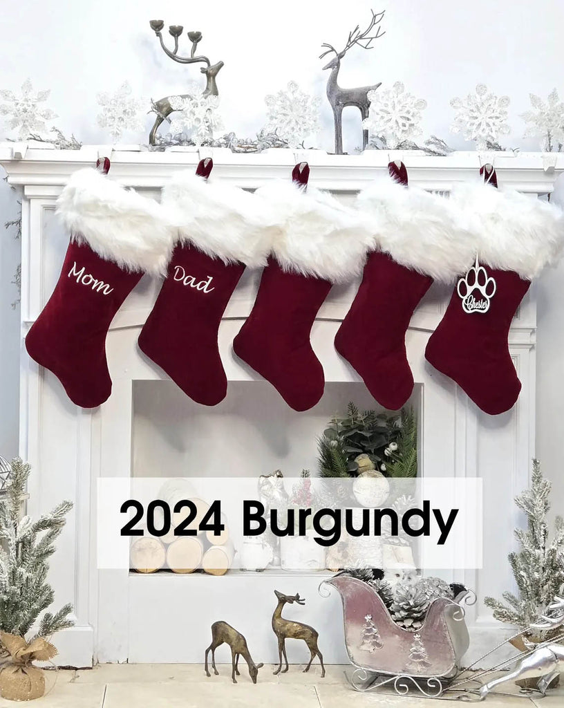 Personalized Christmas Stockings Velvet 19" Luxury Faux Fox Fur Cuff C ...