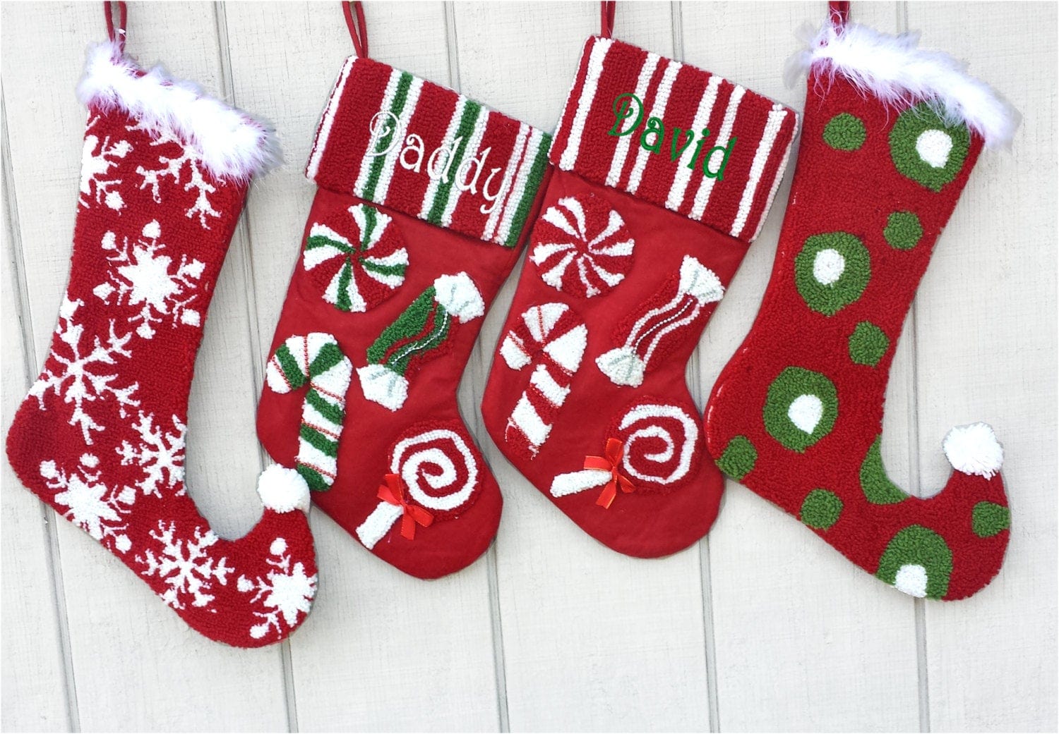 Christmas Candy Stockings - Red White Green ELF Lollipop Candy Cane Pe ...