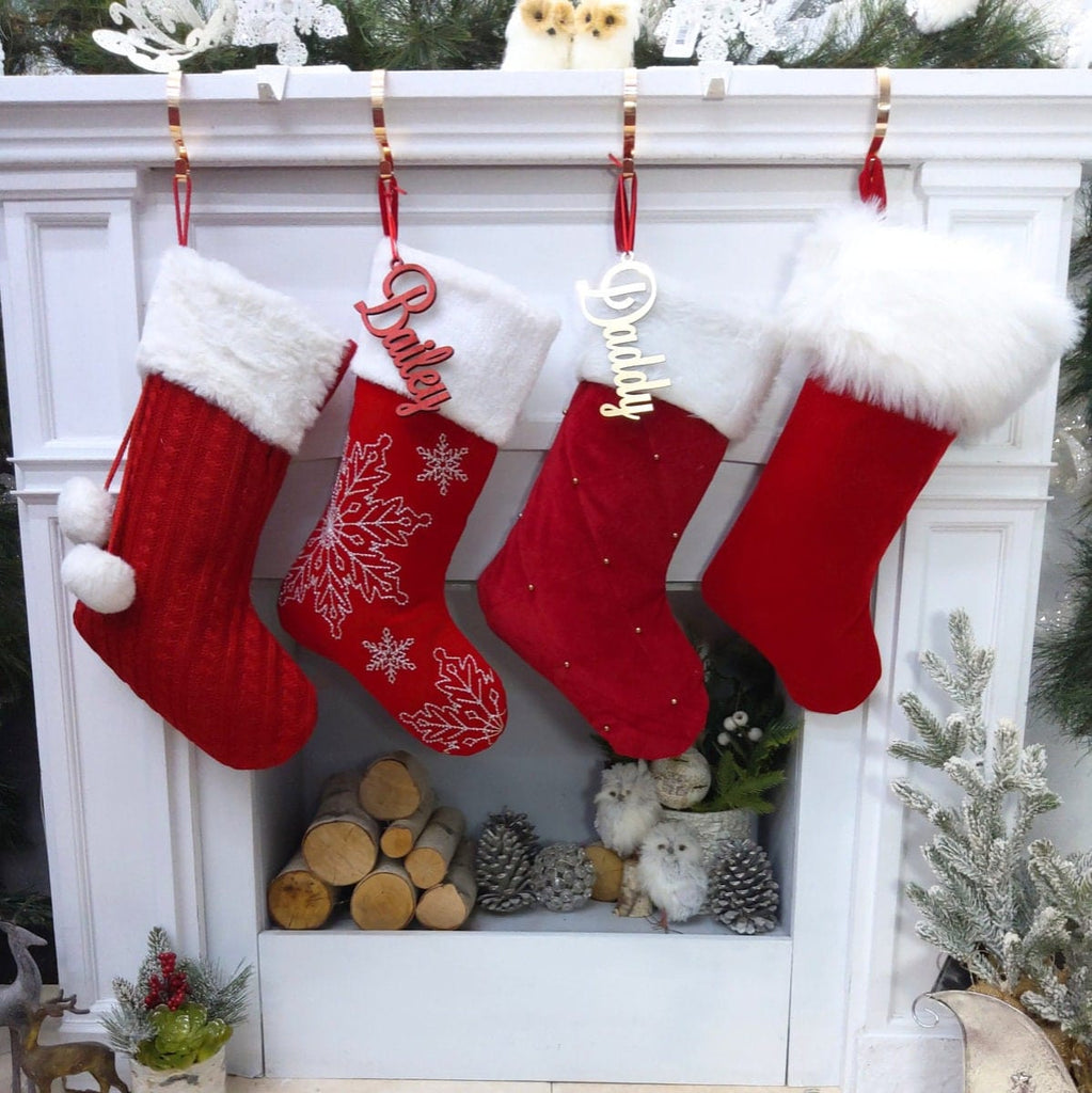 Traditional Red with Faux Fur Christmas Stockings Personalized Embroid ...