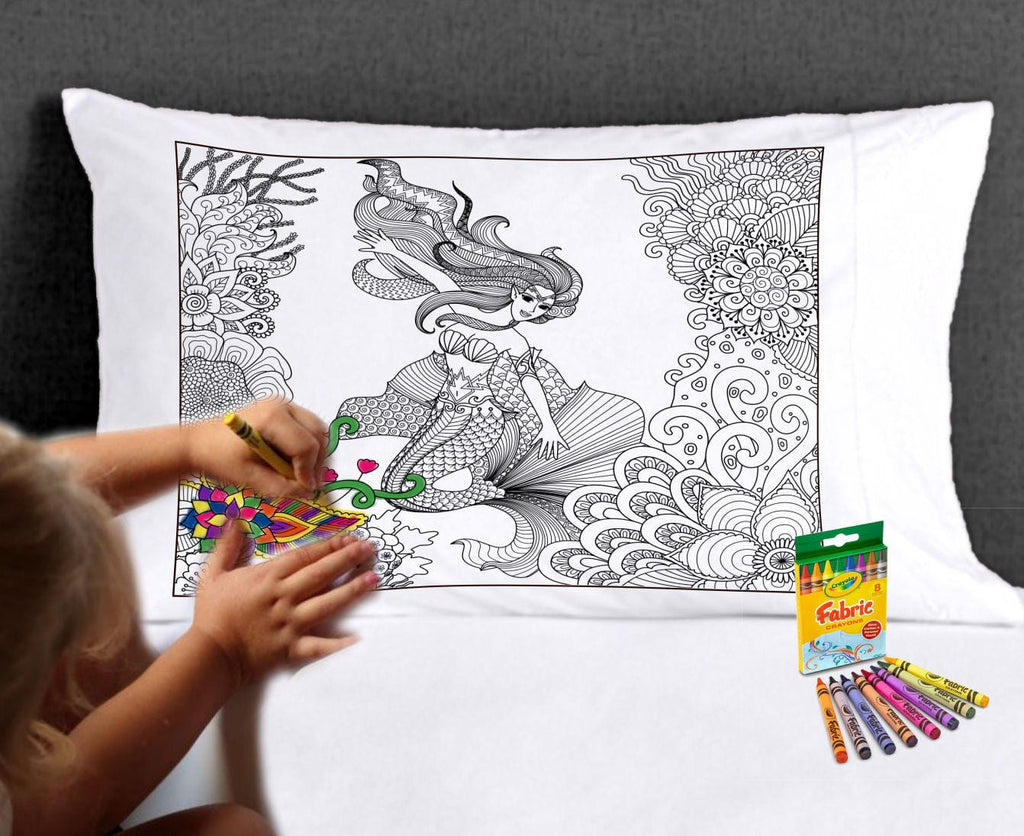 Coloring Pillowcase Mermaid Bedding Child Better then Adult Coloring B ...