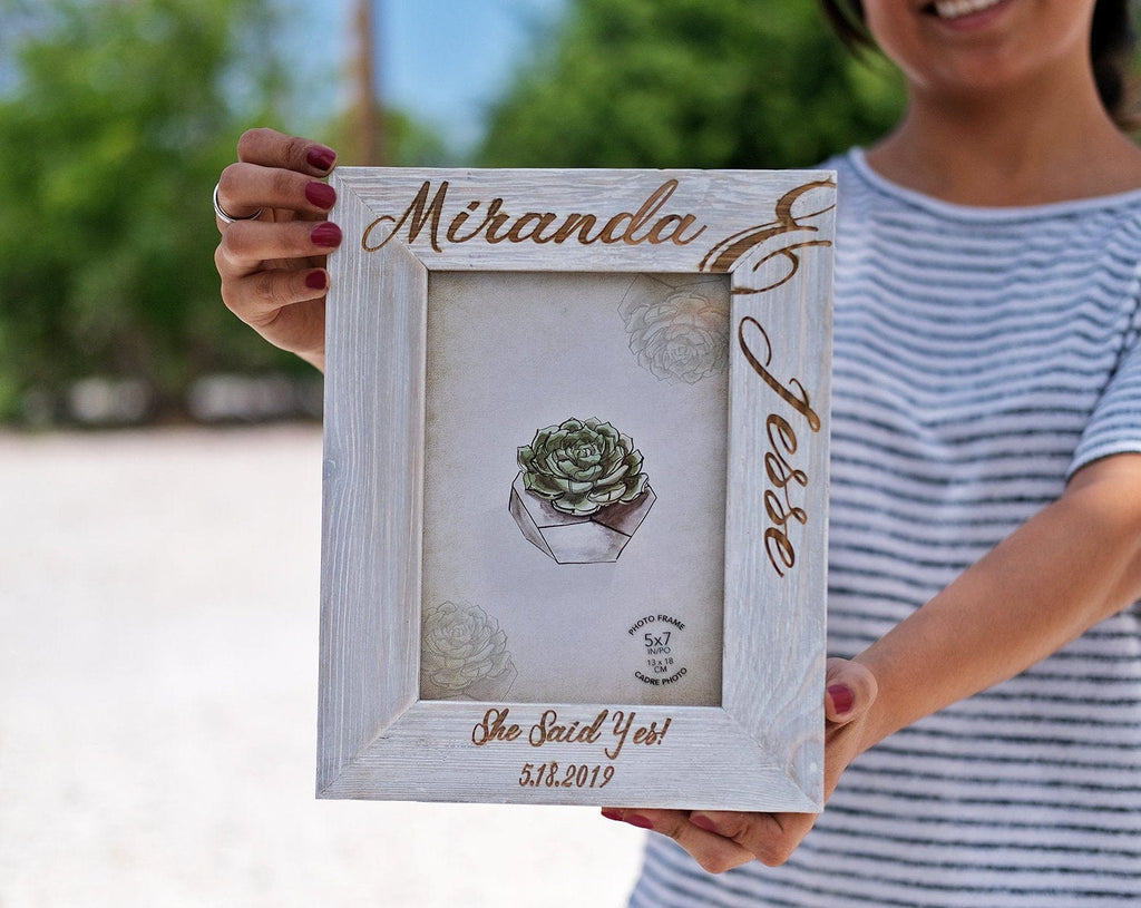 Barn Wood Personalized 5x7 Picture Frame Engagement Wedding Anniversar ...