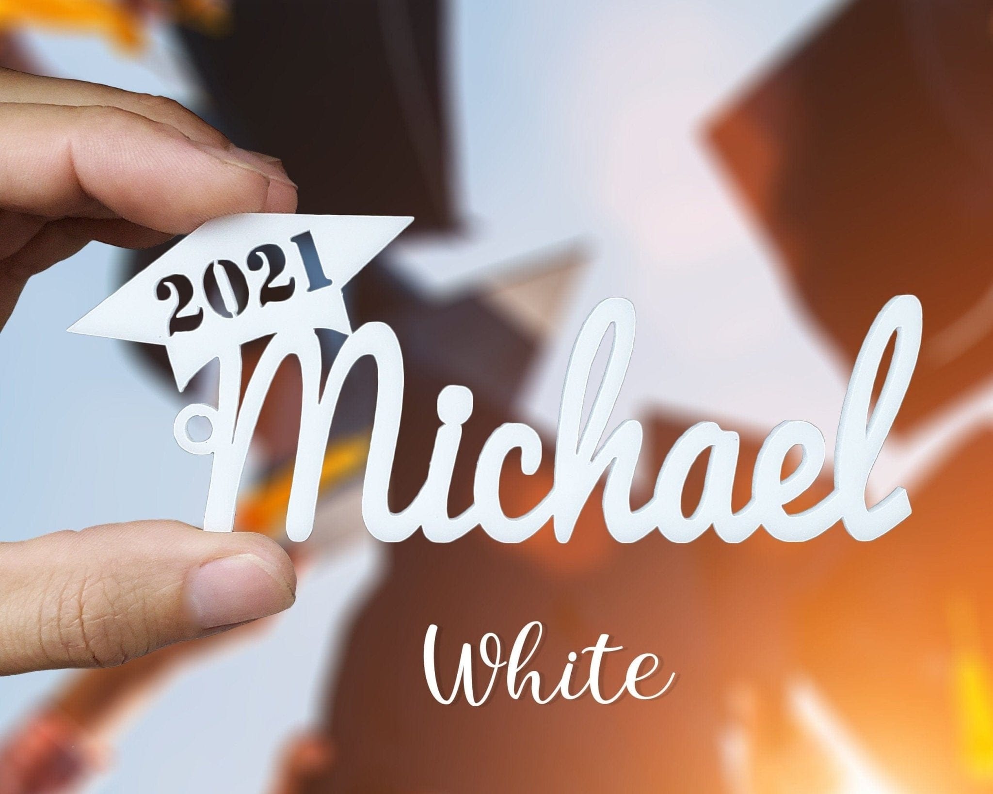 Personalized Name Tags 2022 Graduation Decorations Gold White Acrylic ...